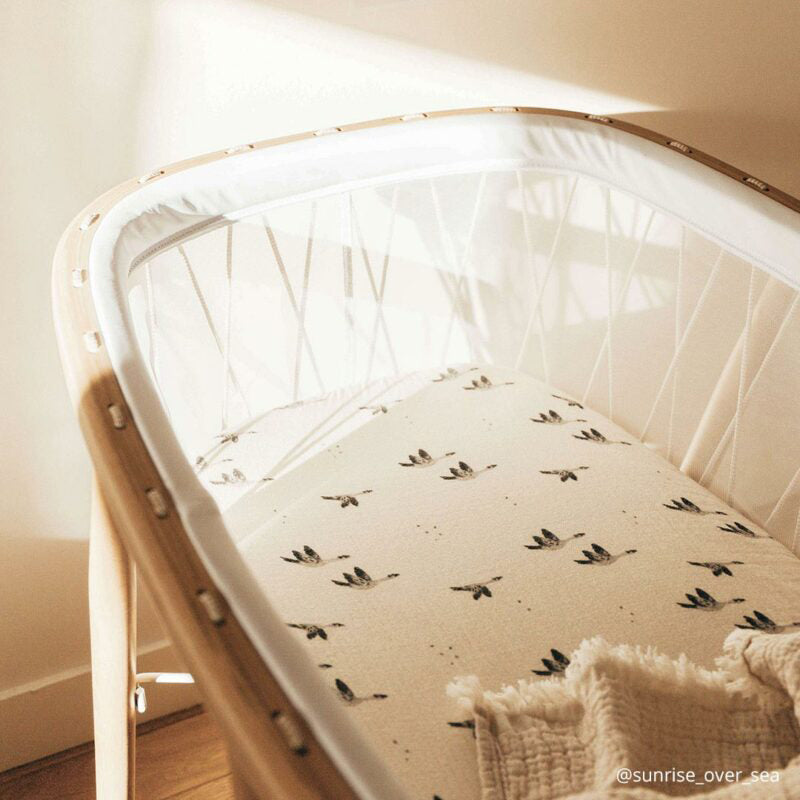 Charlie Crane Fitted Sheet for Kumi Cradle and Kuko Bassinet - Goose ...