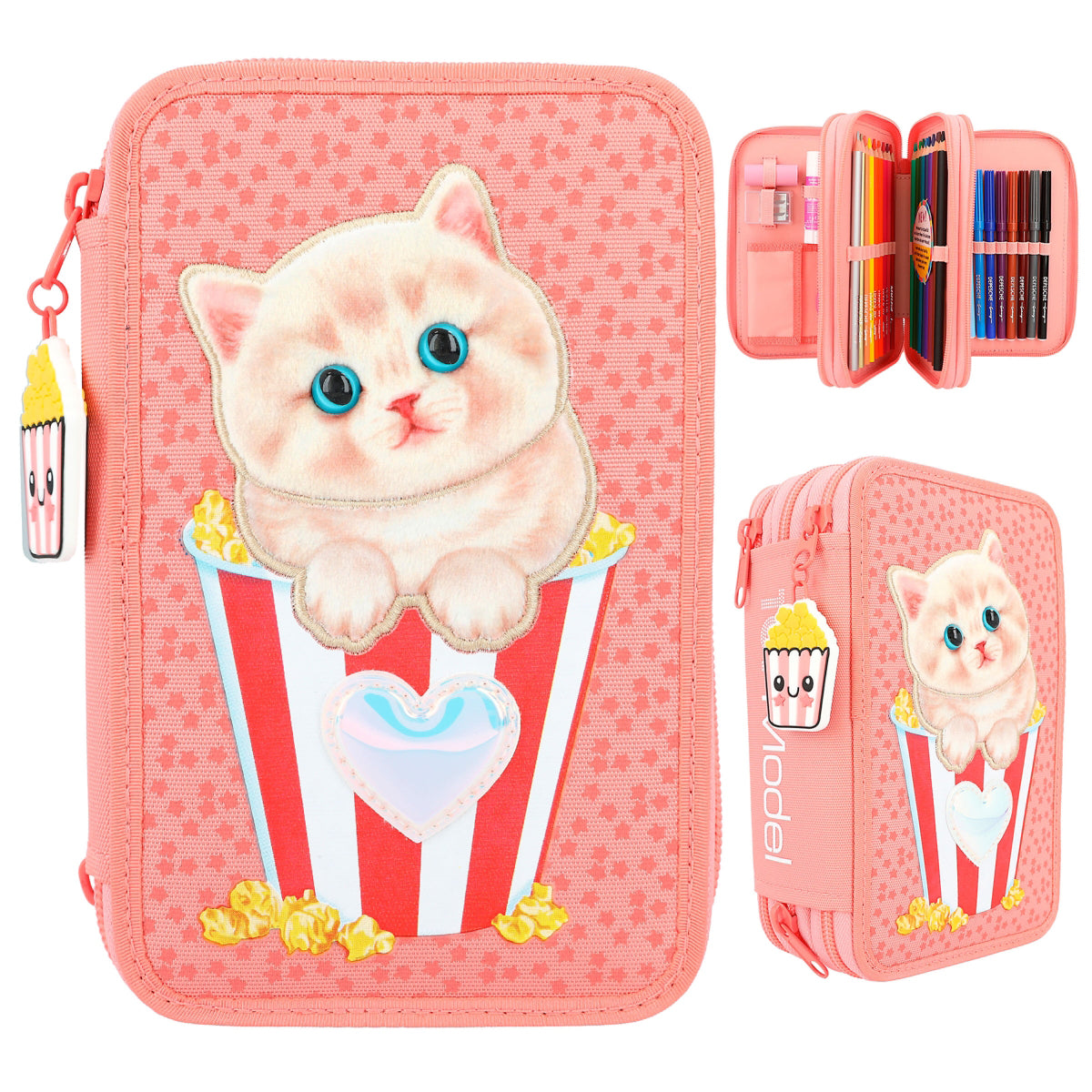 Depesche Topmodel Triple Pencil Case with Cat Application Cutie Star ...
