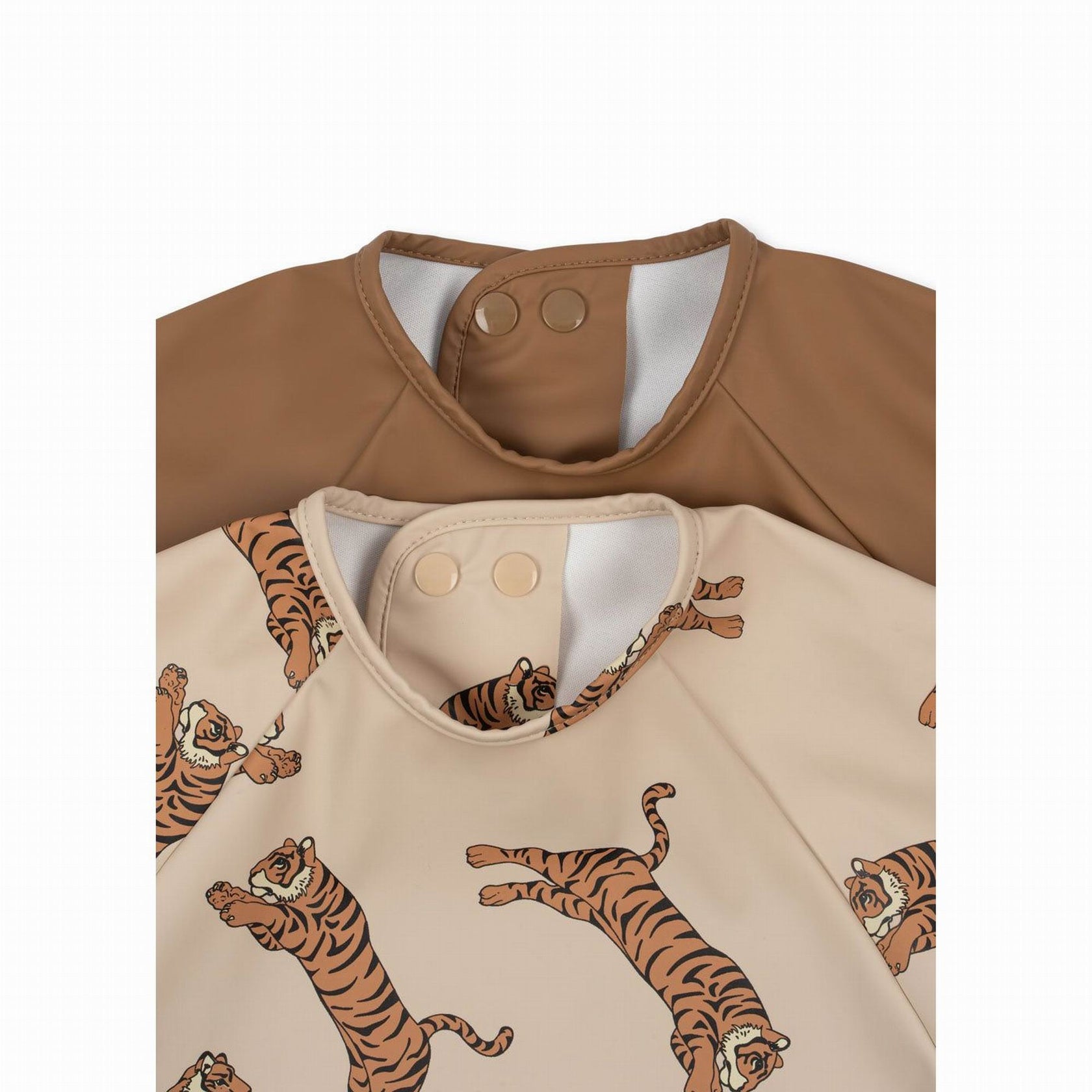 Konges Sløjd 2 Pack Dinner Bib With Sleeves-Tiger/Toasted Coconut ...