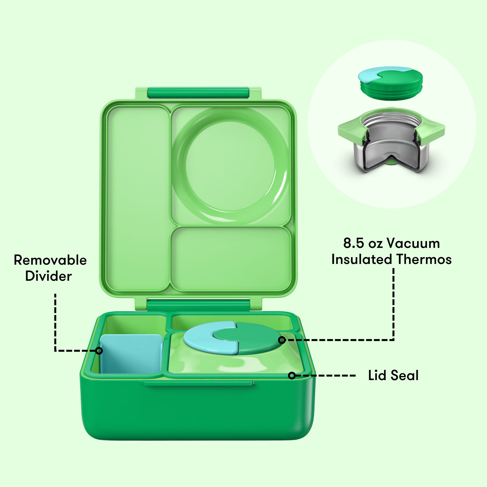 OmieBox Insulated Hot & Cold Bento Box V2 - Apple Green – Petit Bazaar