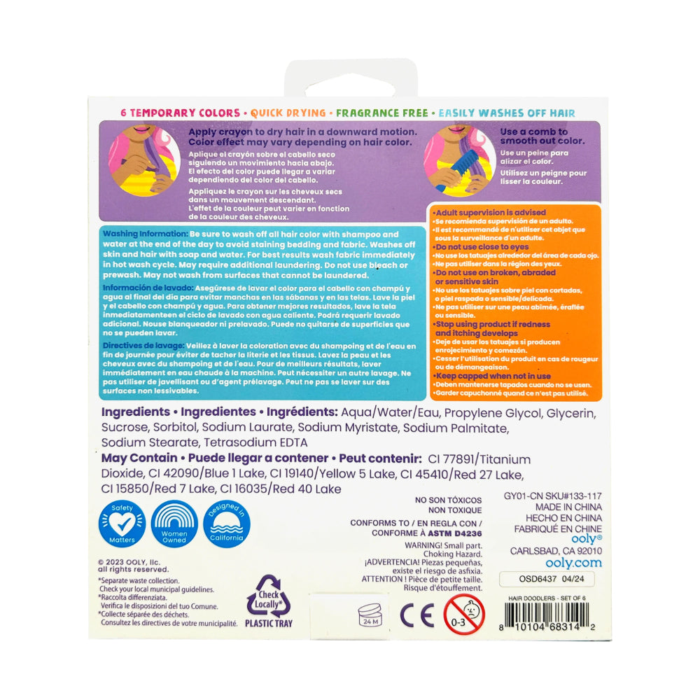 OOLY Hair Doodlers: Hair Crayons (Set of 6) – Petit Bazaar