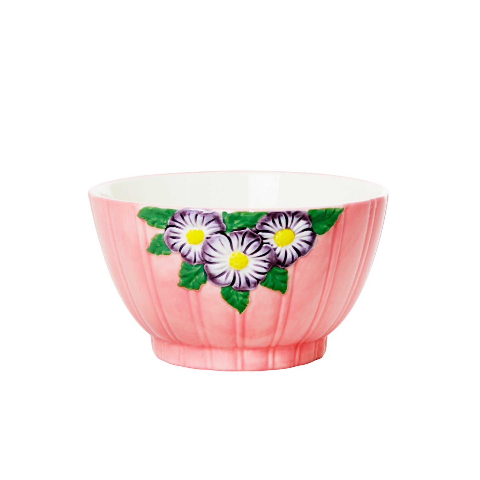 Rice DK Ceramic Bowl with Embossed Flower Design - Pink - Small - 250 ...