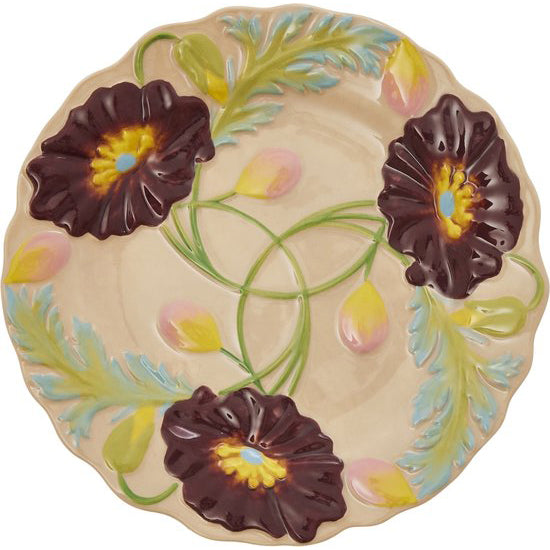 Rice DK Ceramic Cake Plate with Embossed Flower Design - Soft Sand ...