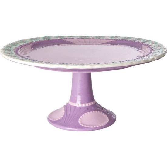 Rice DK Ceramic Cake Stand with Embossed Flower Design in Lavender - L ...