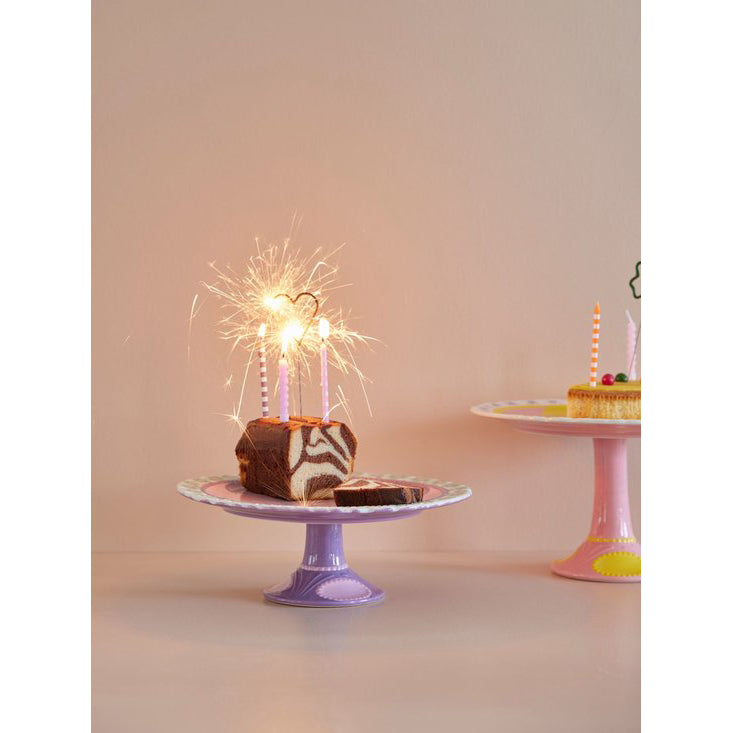 Rice DK Ceramic Cake Stand with Embossed Flower Design in Lavender - L ...