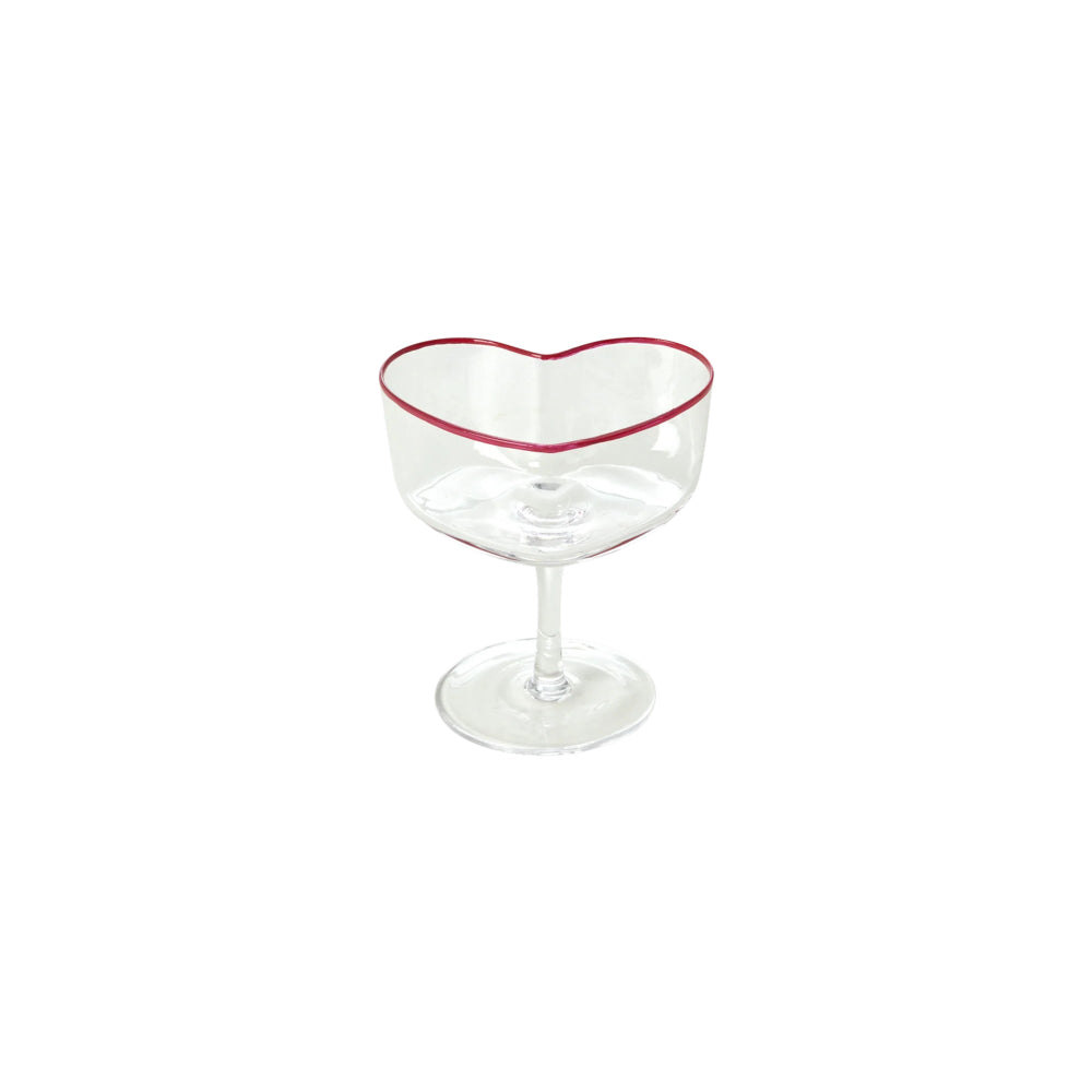 Rice DK Champagne Coupe Glass in Heart Shape and Red Rim - 200ml ...