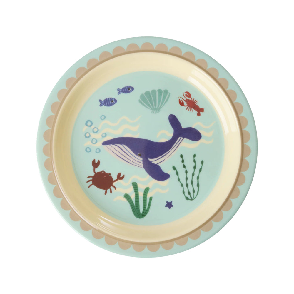Rice DK Melamine Kids Lunch Plate with Blue Ocean Print – Petit Bazaar