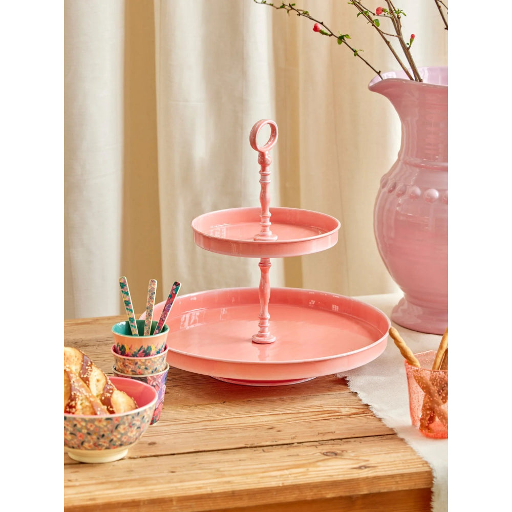Rice DK Metal Etagere Plate 2 Tier in Cute Coral - Large – Petit Bazaar