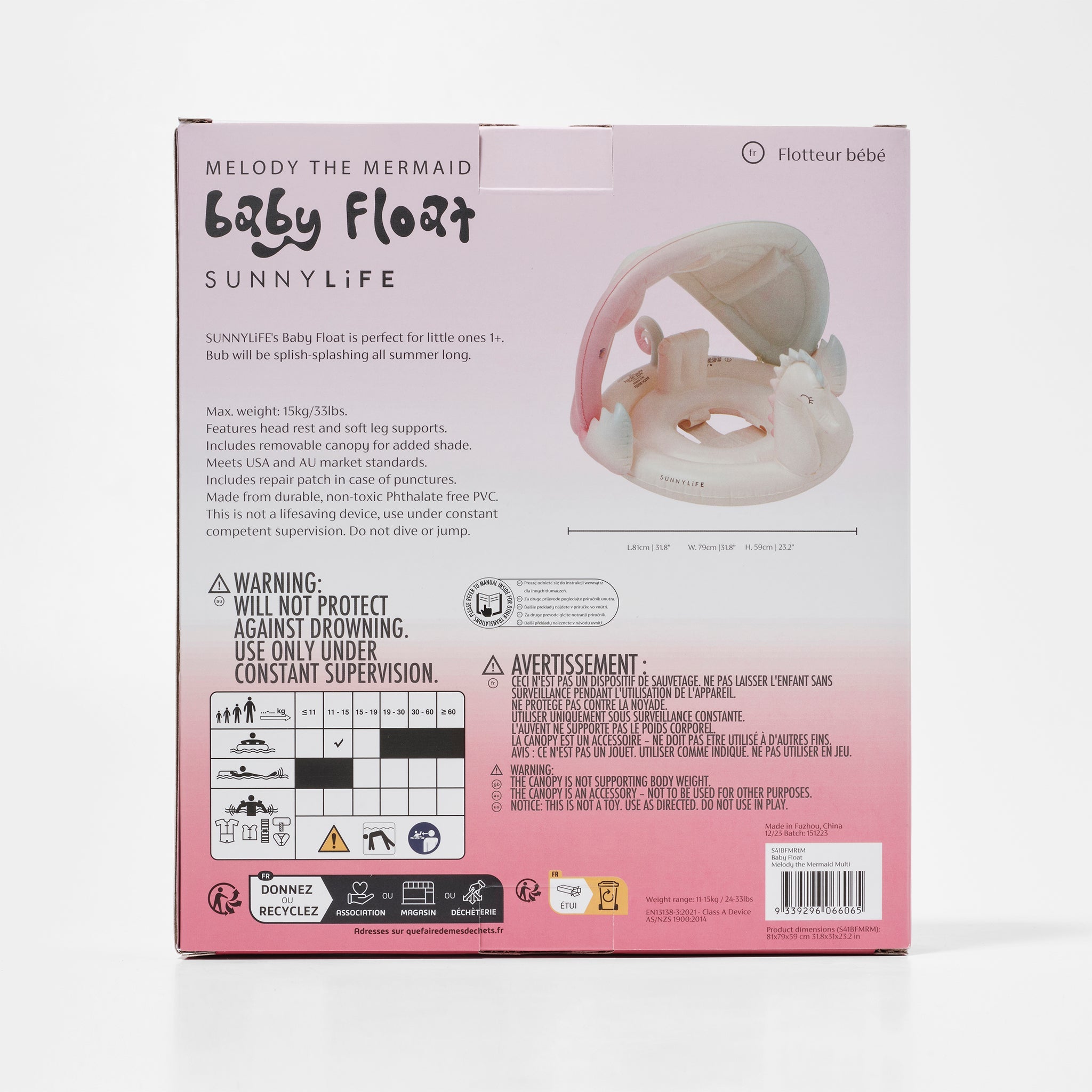 SUNNYLiFE Baby Float Melody The Mermaid Multi – Petit Bazaar