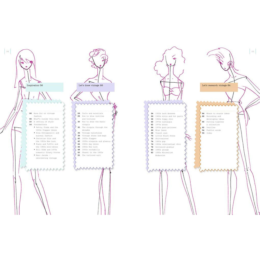 how to draw vintage fashion book