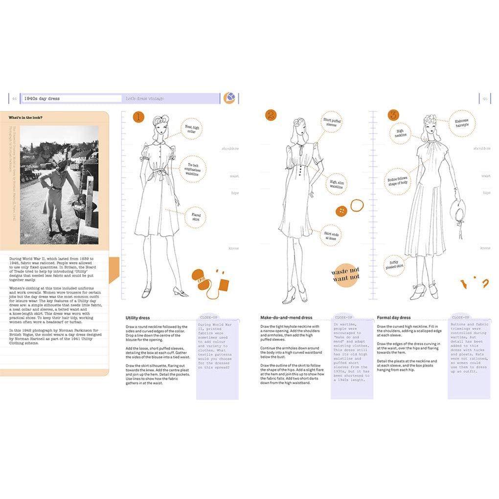 how to draw vintage fashion book