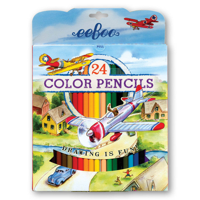 eeBoo Red Airplane 24 Color Pencils Paper – Petit Bazaar