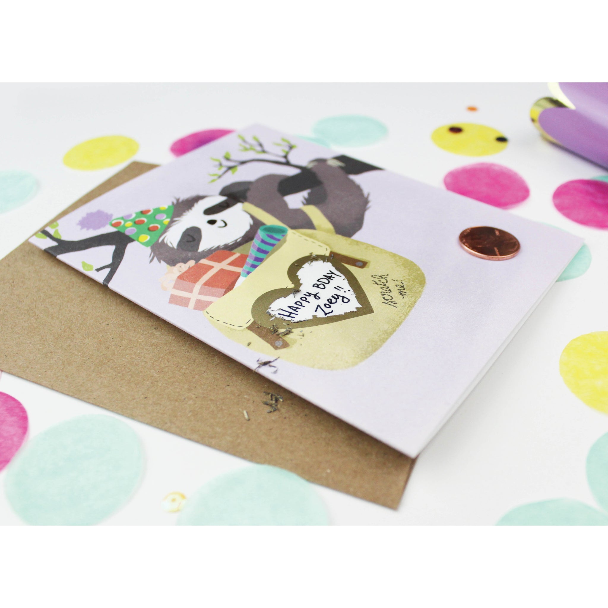 Inklings Paperie Sloth Scratch-off Card - Single Card – Petit Bazaar