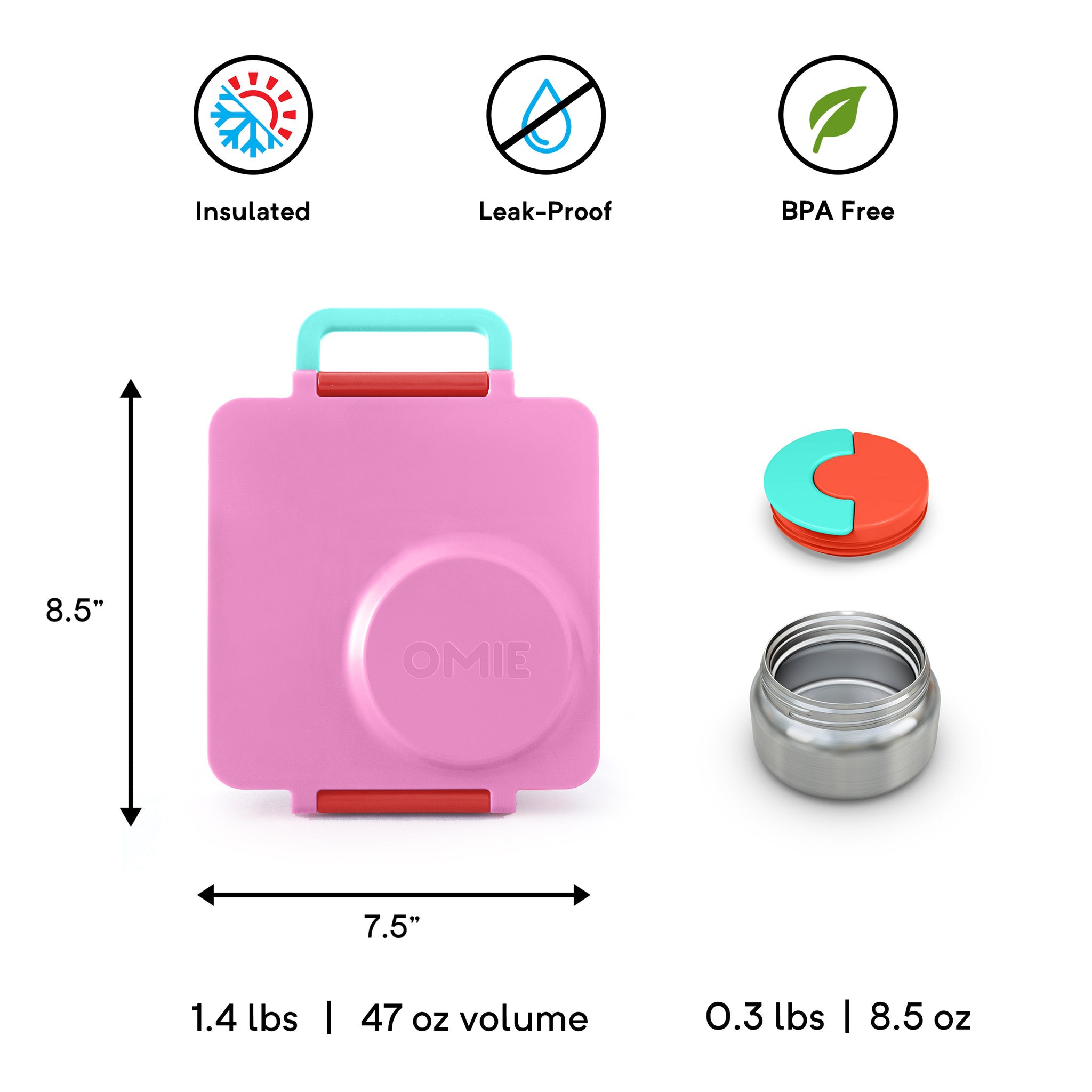 OmieBox Insulated Hot & Cold Bento Box V2 - Pink Berry – Petit Bazaar