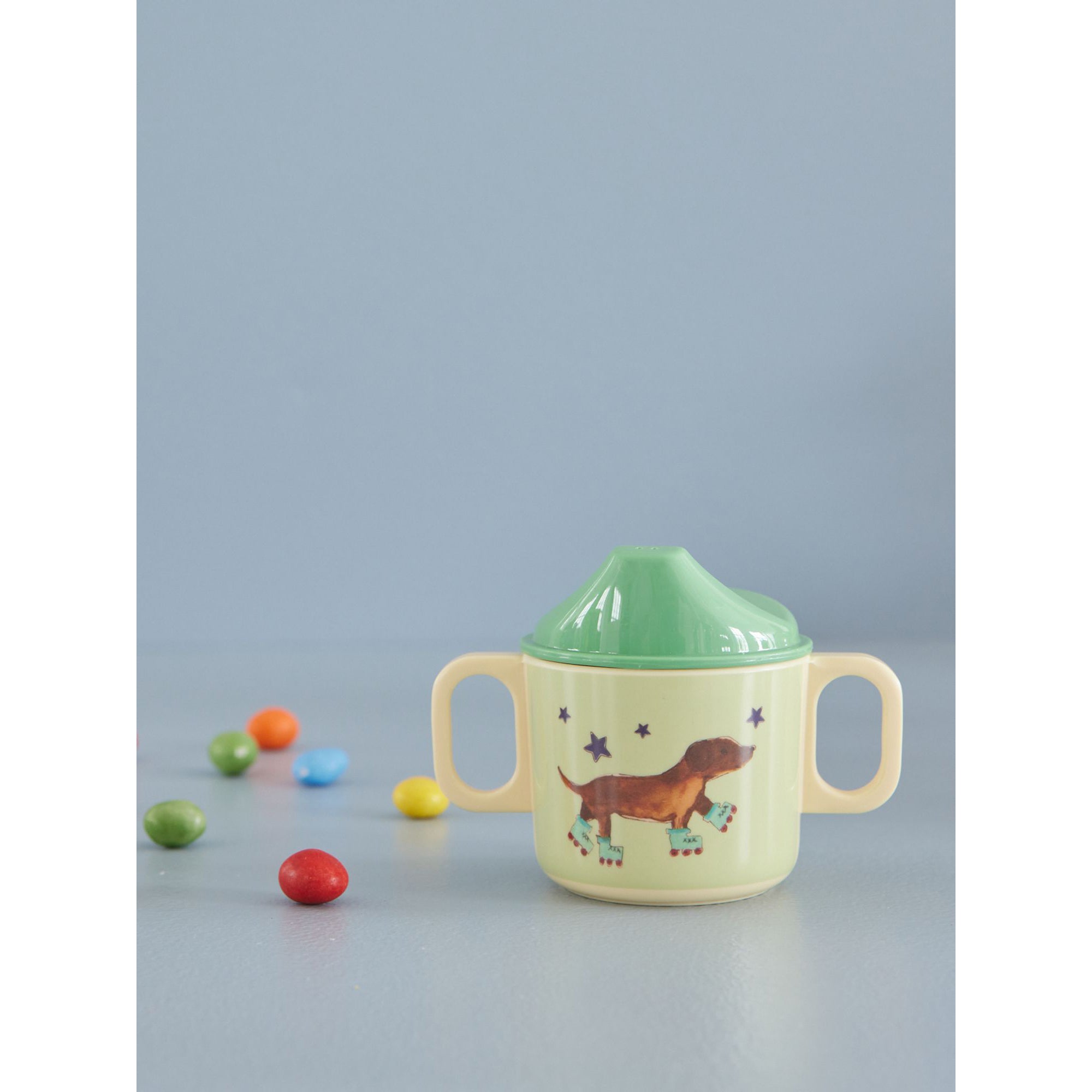 Rice DK Melamine 2 Handle Baby Cup with Animal Print - Green – Petit Bazaar