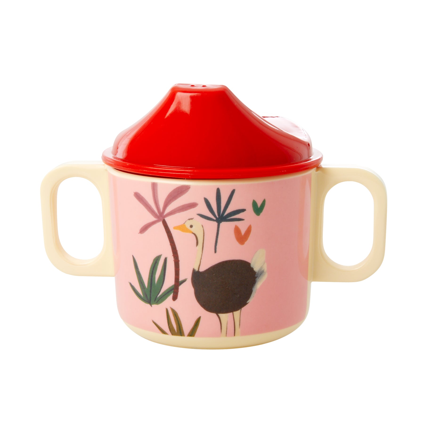 Rice DK Melamine 2 Handle Baby Cup with Pink Jungle Animals Print ...