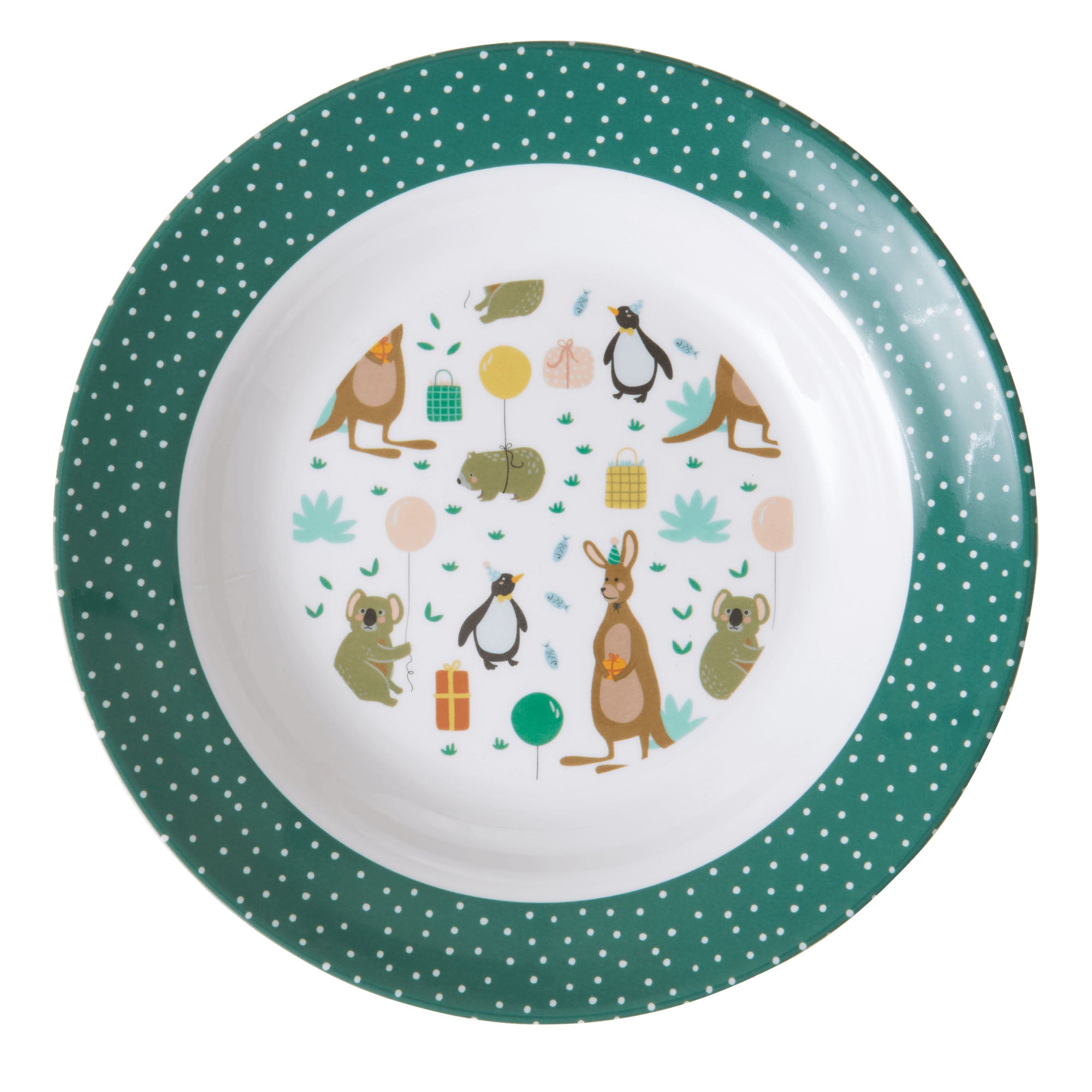 Rice DK Melamine Kids Bowl with Party Animal Print - Green – Petit Bazaar