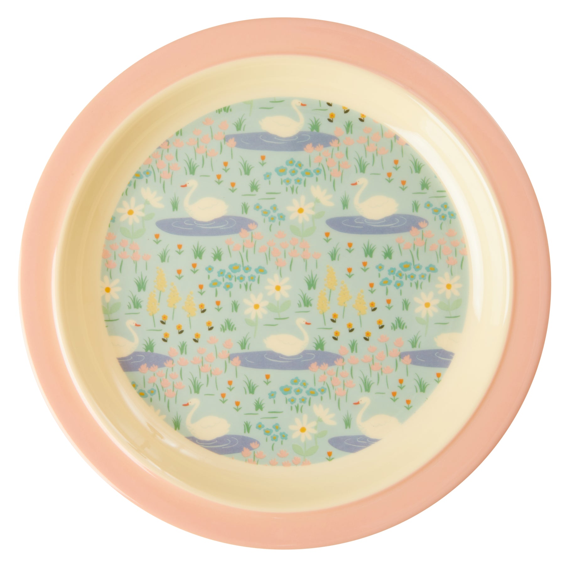 Rice DK Melamine Kids Lunch Plate with Swan Print – Petit Bazaar