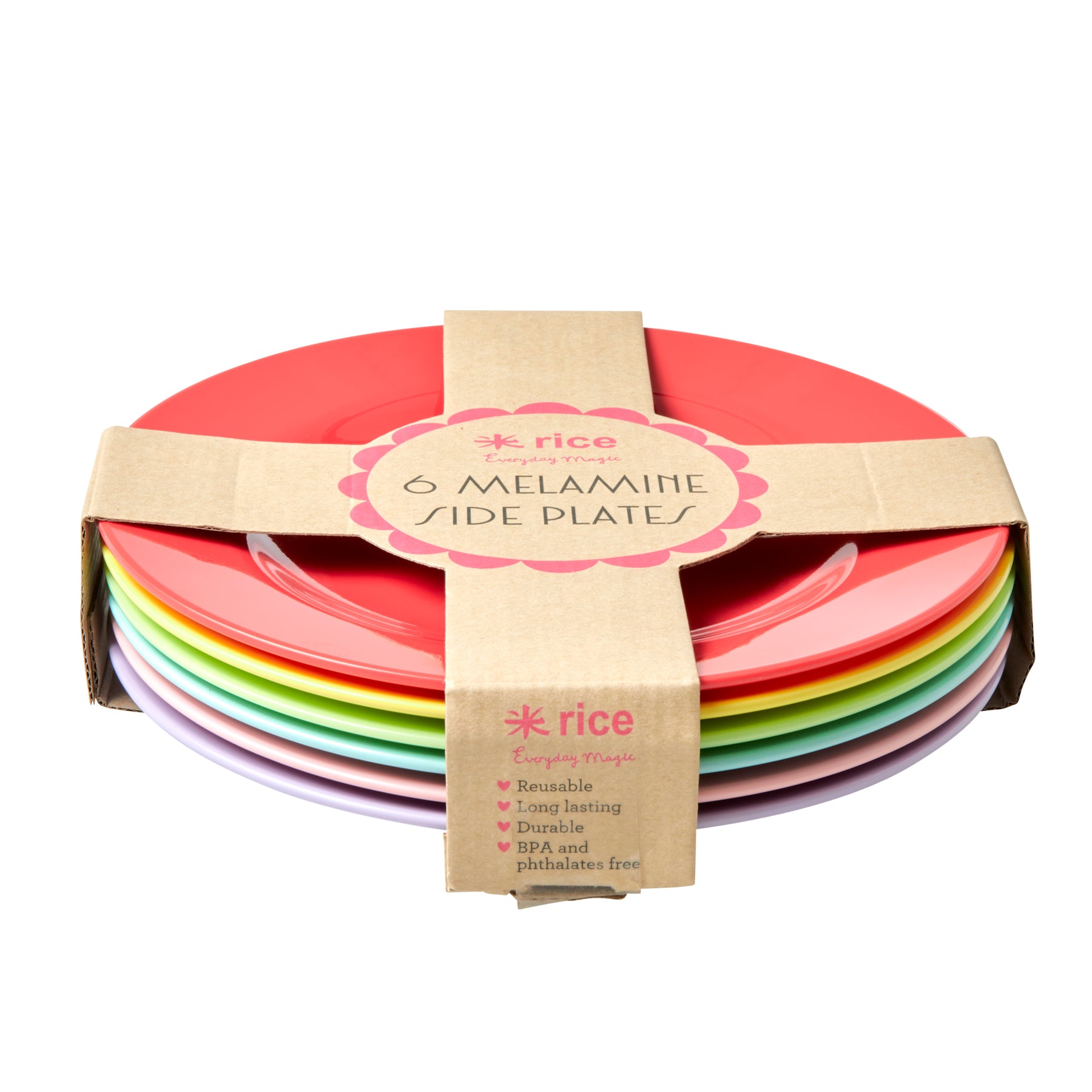 Rice DK Melamine Round Side Plates in Assorted 'Yippie Yippie Yeah' Co ...