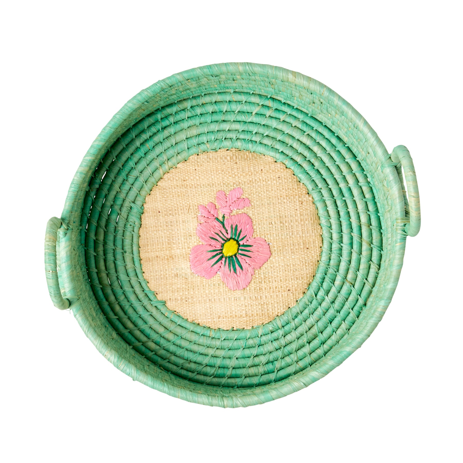 Rice DK Raffia Round Bread Basket with Flower – Petit Bazaar