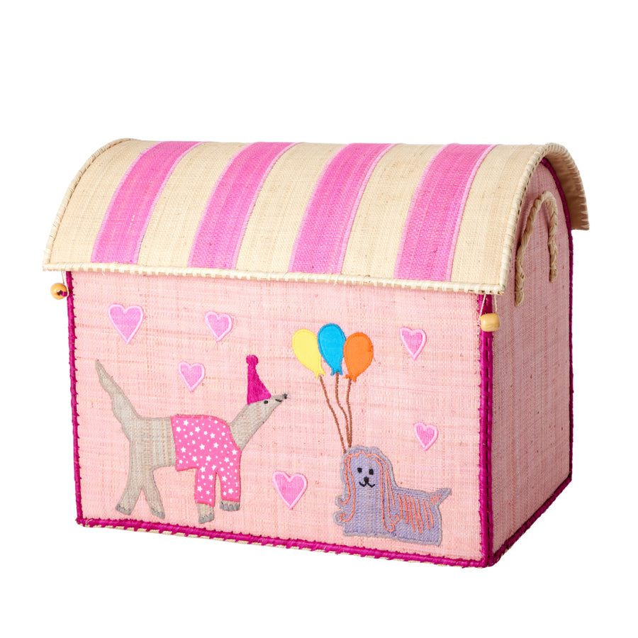 Rice DK Raffia Toy Baskets With Pink Party Animal Theme – Petit Bazaar