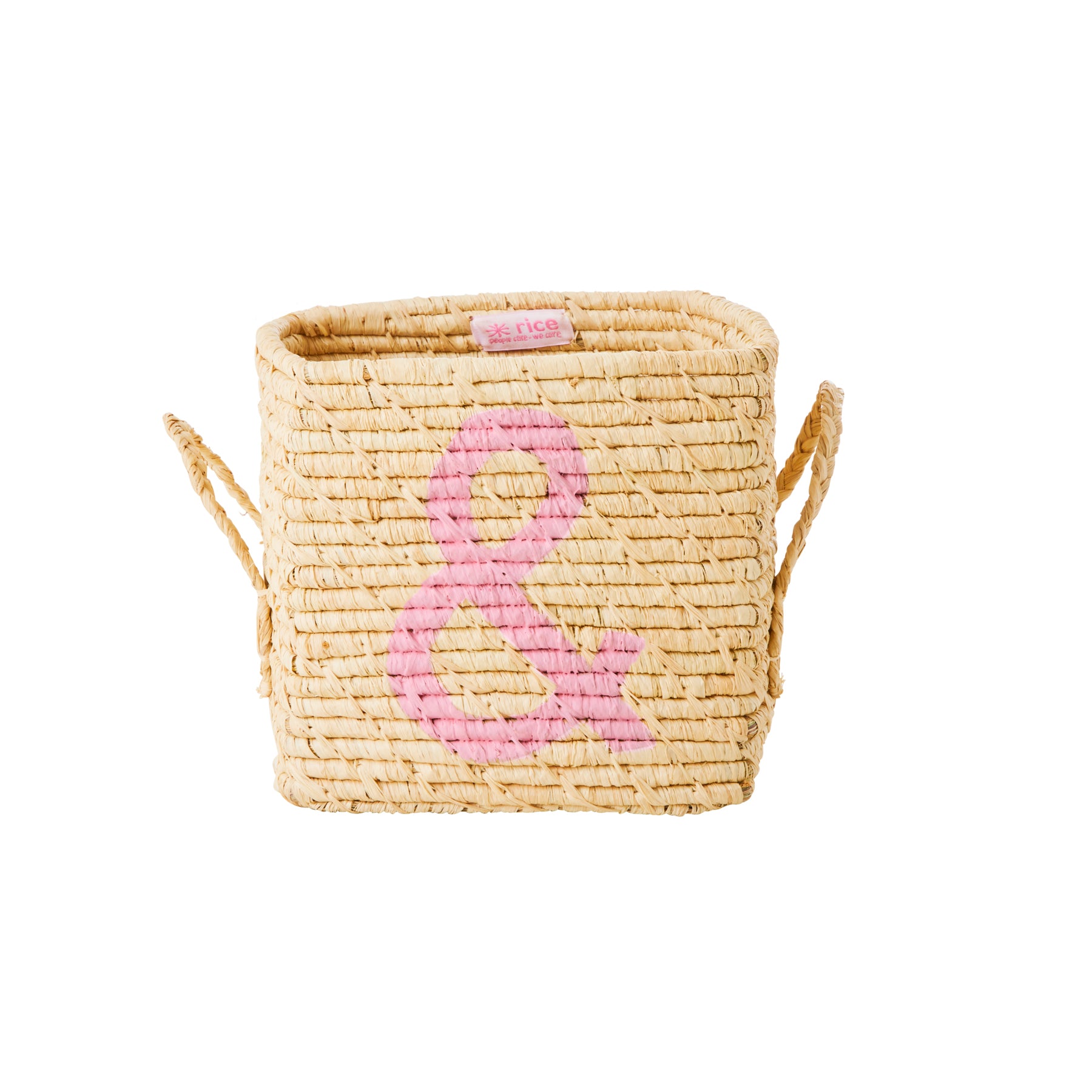 Rice DK Square Raffia Basket with Painted Pink – Petit Bazaar