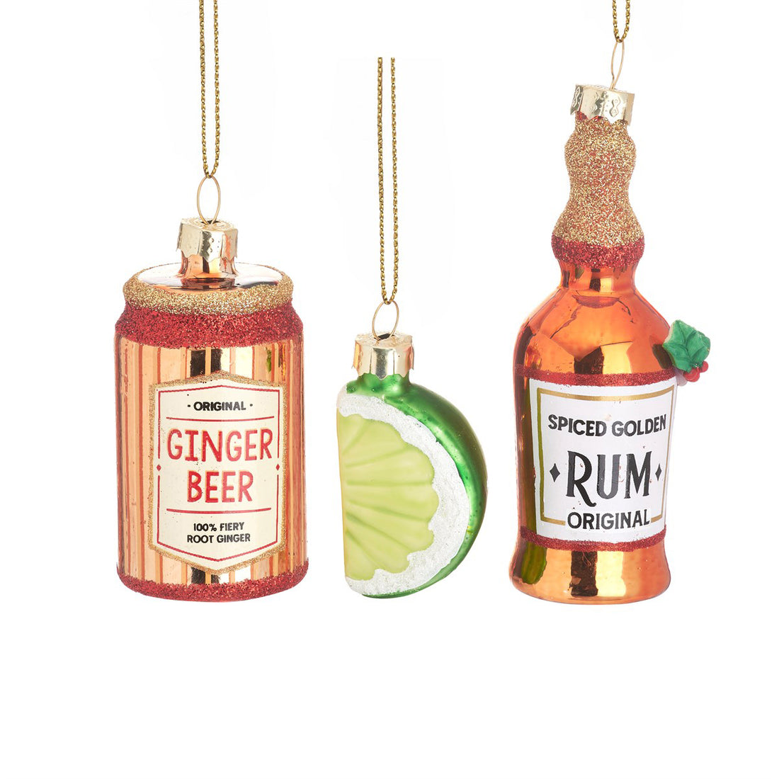 RJB Stone Rum and Ginger Beer Shaped Baubles - Set of 3 – Petit Bazaar