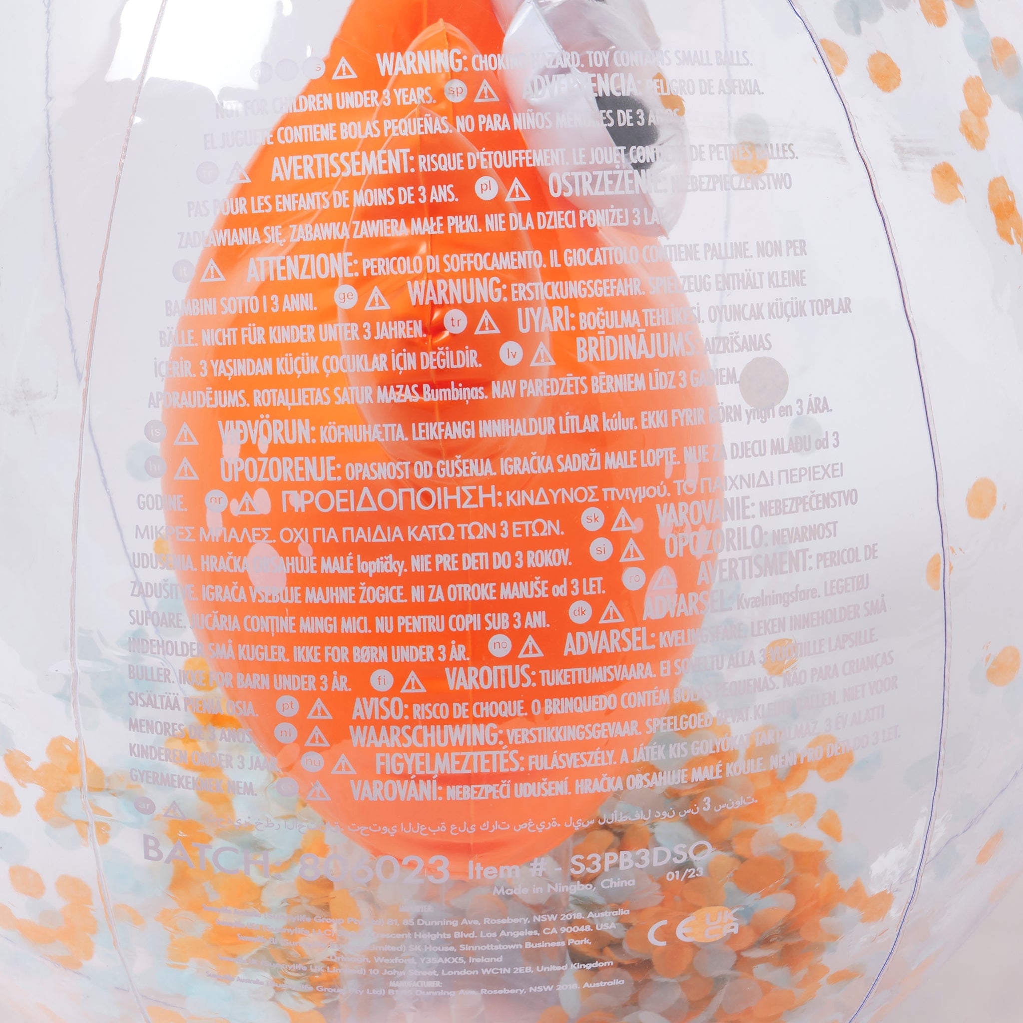 SUNNYLiFE 3D Inflatable Beach Ball Sonny The Sea Creature Neon Orange ...